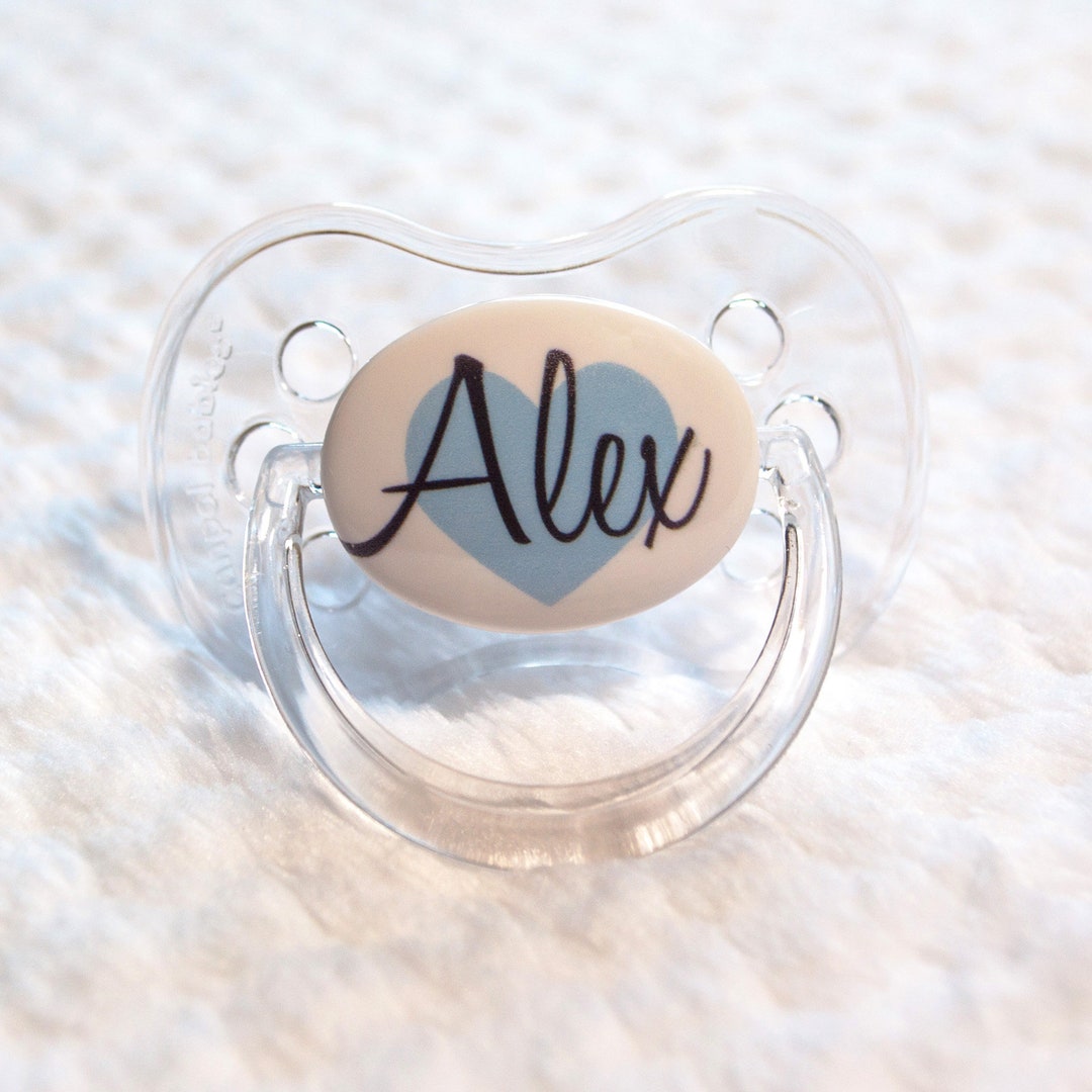2-PACK Personalised Dummy Pacifier Soother, Various Teats, BLUE HEART 3 ...