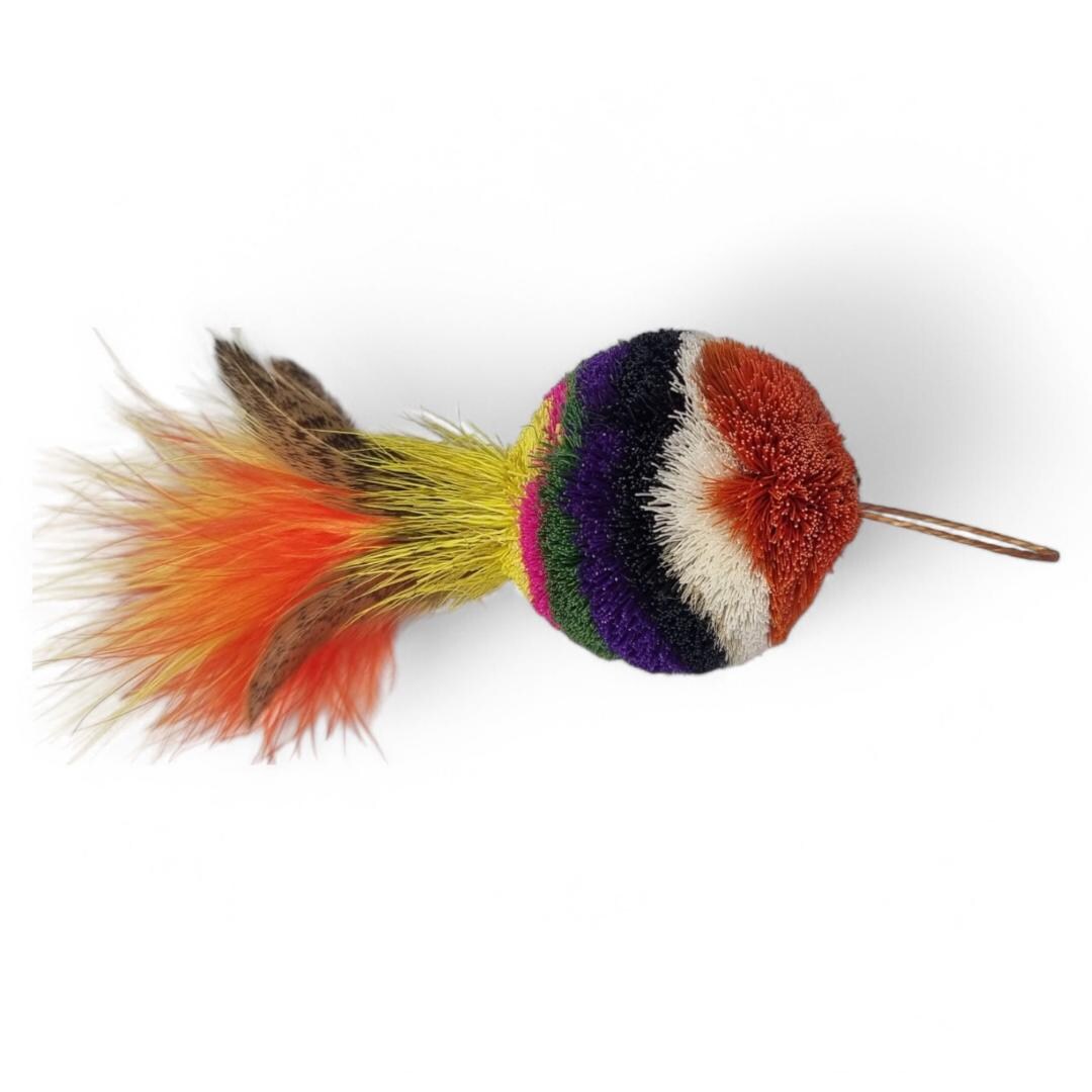 Colourful Ball With Feather Tail Teaser Cat by Tiga Toys Handmade Cat ...