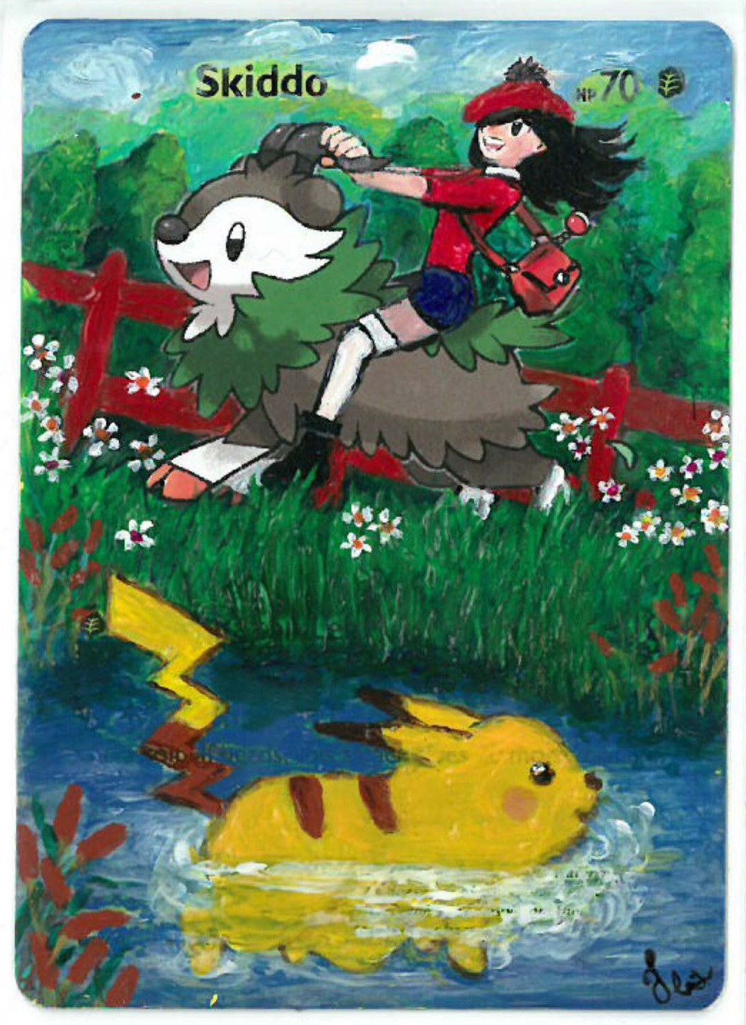 Skiddo & Pikachu Pokemon Extended Art Trading Card - Etsy