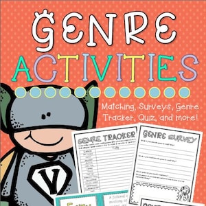 Reading Genre Activities matching Game Surveys Quiz Book - Etsy