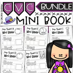 CVC Word Families Phonics Mini Booklet Activity Vowels A, E, I, O, U ...