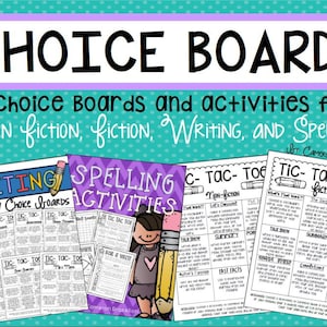 Reader's Response: Reading, Writing, and Spelling Choice Boards Bundle ...