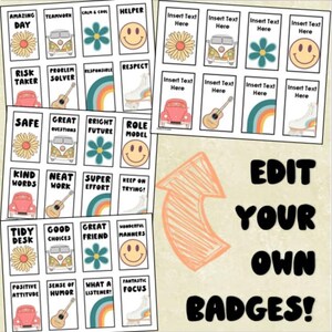 Behavior Badges Classroom Management Reward System Groovy Retro Theme ...