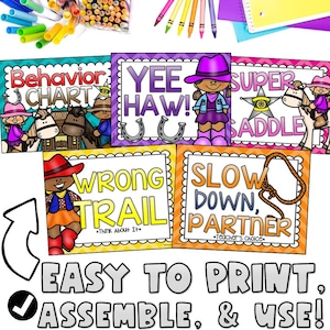 Behavior Clip Chart Country Western Cowboy Theme for Classroom ...