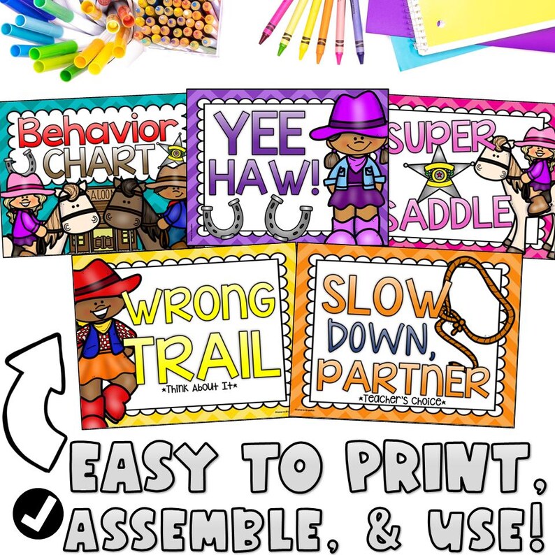Behavior Clip Chart Country Western Cowboy Theme for Classroom ...