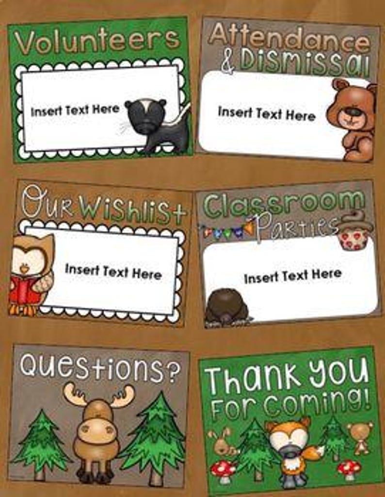 Back to School Open House Meet the Teacher Woodland Animals Powerpoint ...