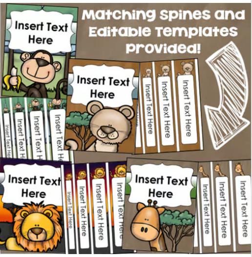 Binder Covers and Spines Teacher Planner Editable Jungle Safari Theme ...