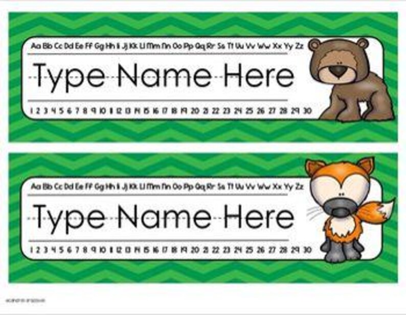 Name Tags Plates Desk Labels Woodland Animals Forest Theme Editable ...