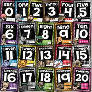 Number Posters Signs 0-20 Ten Frames Jungle Safari Theme INSTANT ...