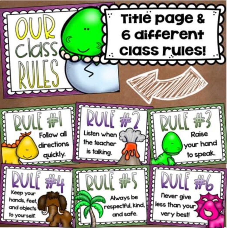 Classroom Rules Posters EDITABLE Back to School Dinosaur Dino Theme ...