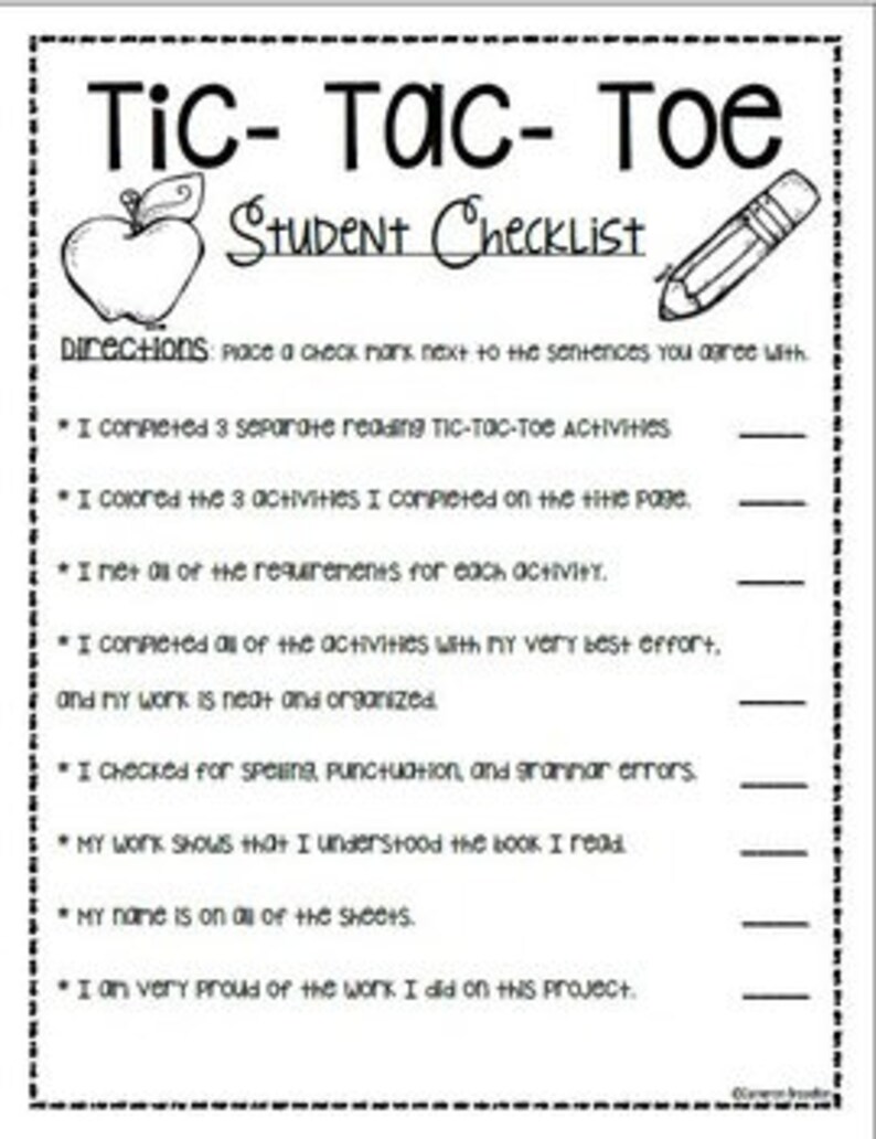 Reading Response Non Fiction Tic Tac Toe Menu Choice Board - Etsy