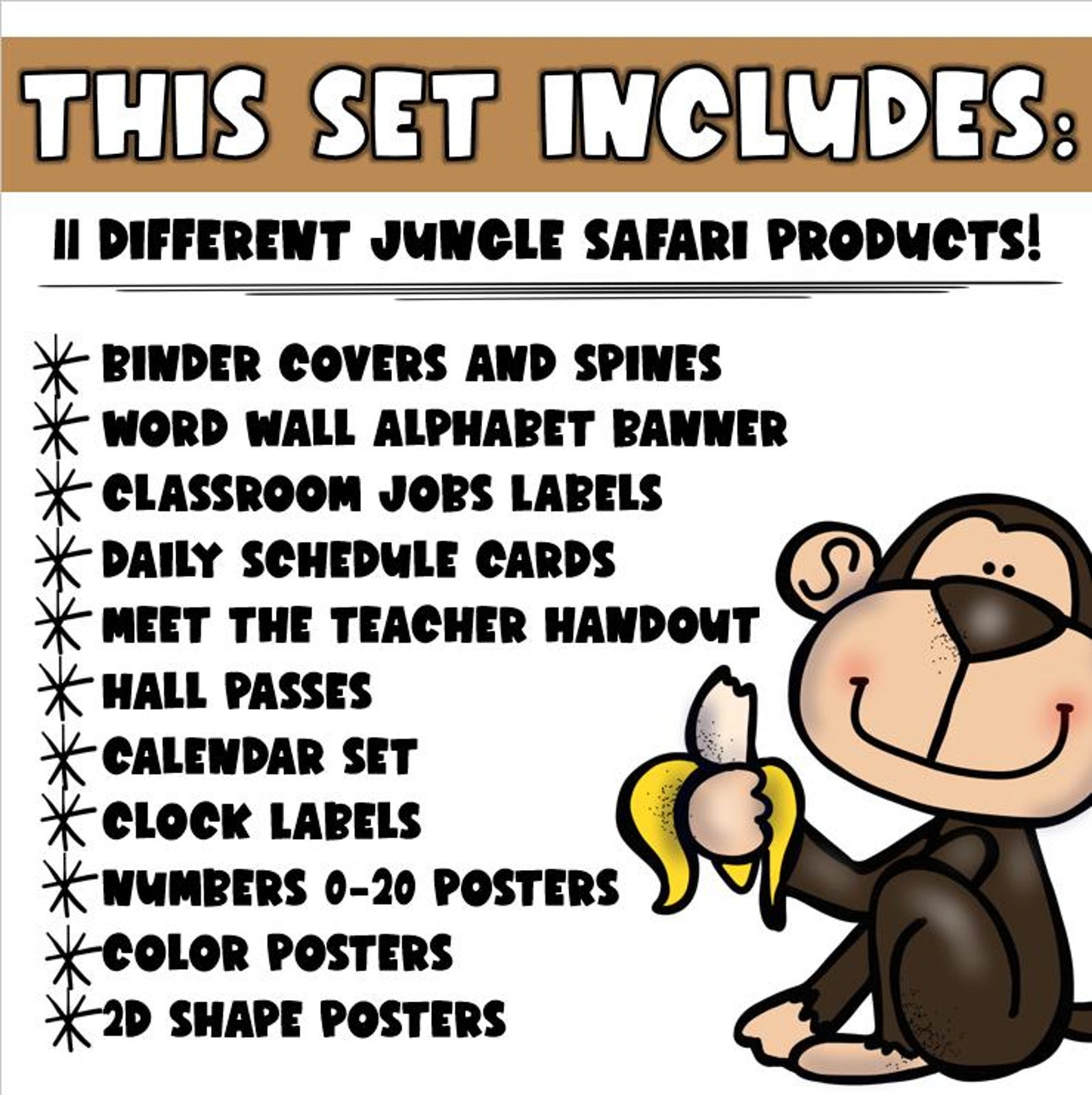 Jungle Safari Class Decor Bundle (posters, Binder Covers, Schedule ...