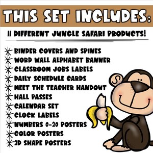Jungle Safari Class Decor Bundle (posters, Binder Covers, Schedule ...