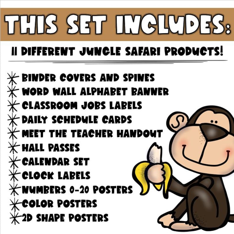 Jungle Safari Class Decor Bundle (posters, Binder Covers, Schedule ...