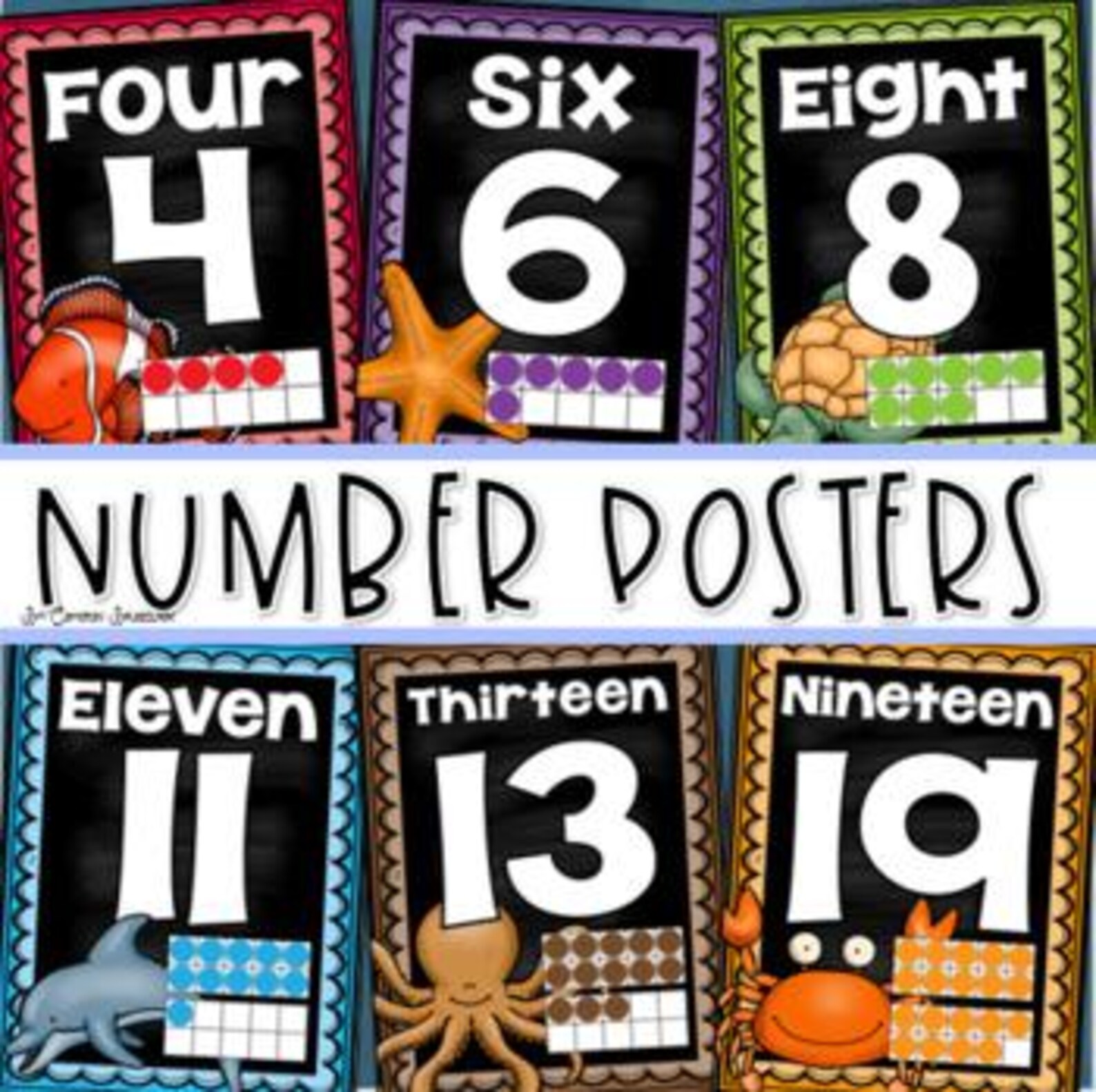 Number Posters Signs 0-20 Ten Frames Ocean Underwater Theme INSTANT ...