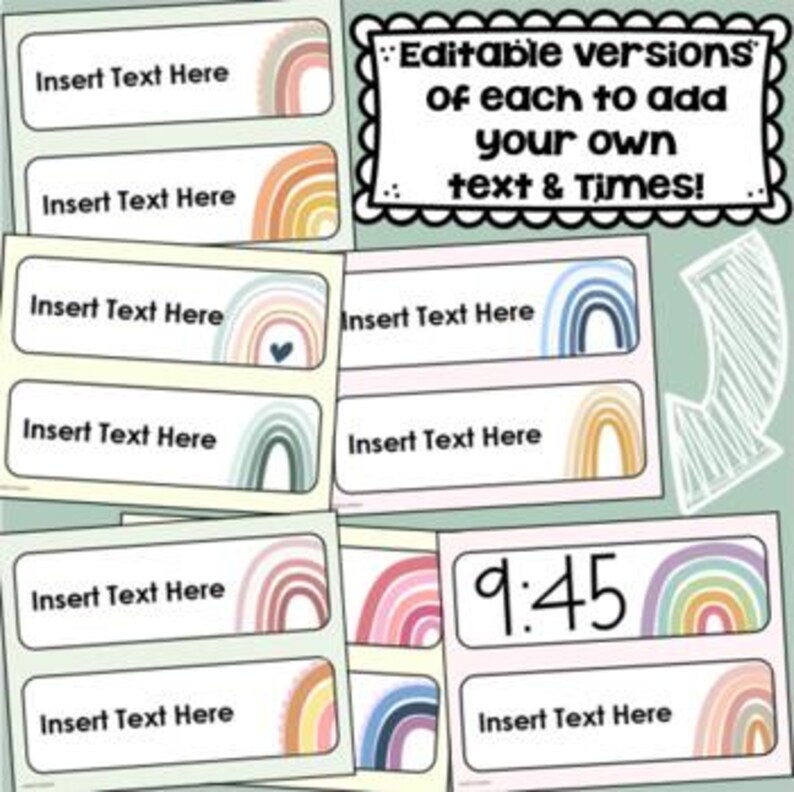 Daily Classroom Schedule Agenda Cards Boho Modern Muted Rainbow Theme ...