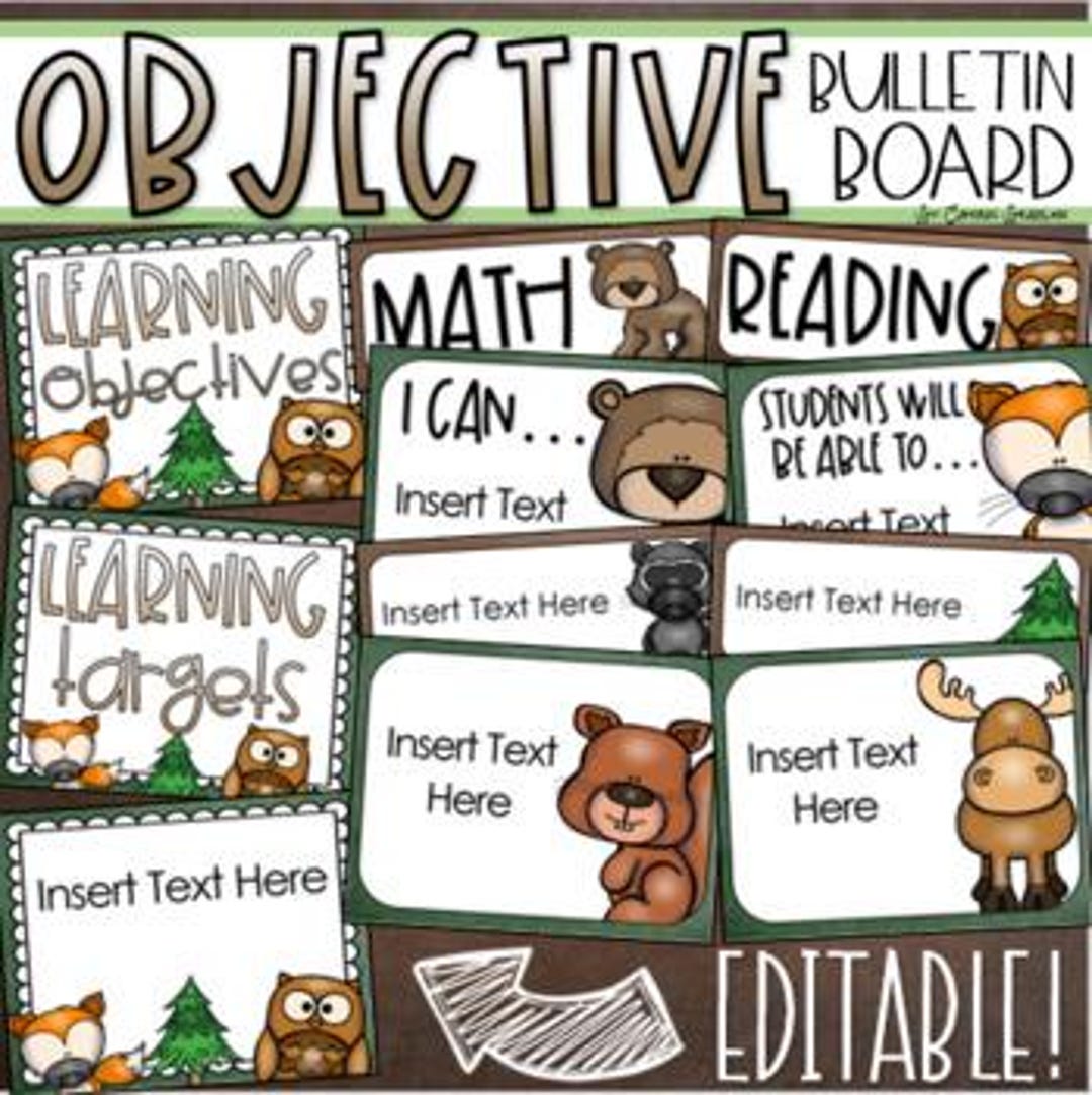 Learning Targets Bulletin Board Objectives Posters Woodland Animals ...