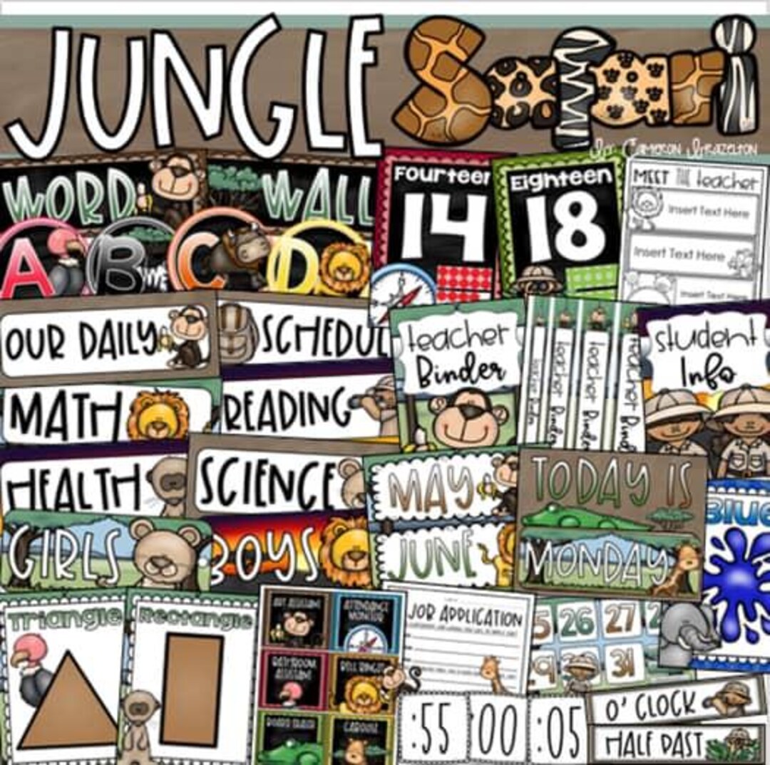 Jungle Safari Class Decor Bundle (posters, Binder Covers, Schedule ...
