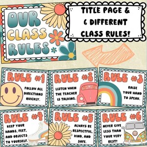 Classroom Rules Posters EDITABLE Back to School Groovy Retro Vibes ...