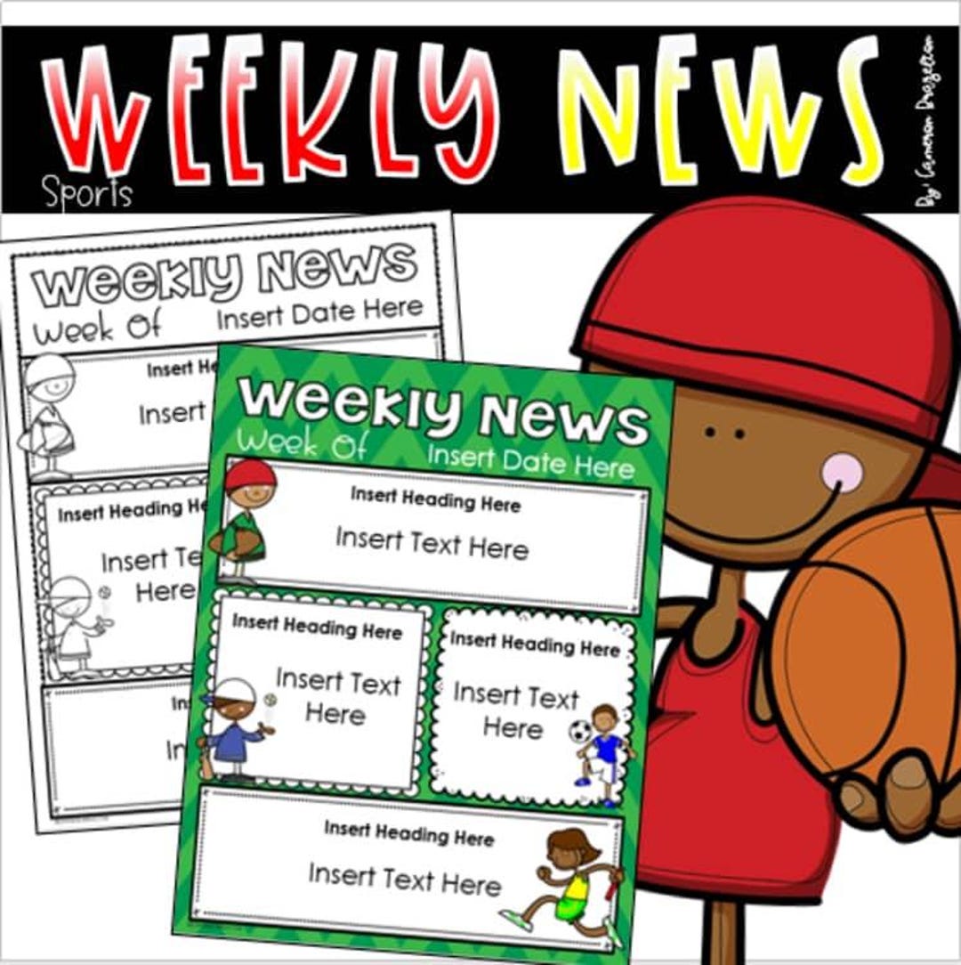 Weekly Newsletter Template Editable Sports All Star Teamwork Theme ...