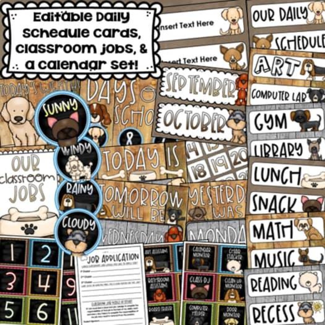 Dog Theme Class Decor Bundle (posters, Binder Covers, Schedule ...