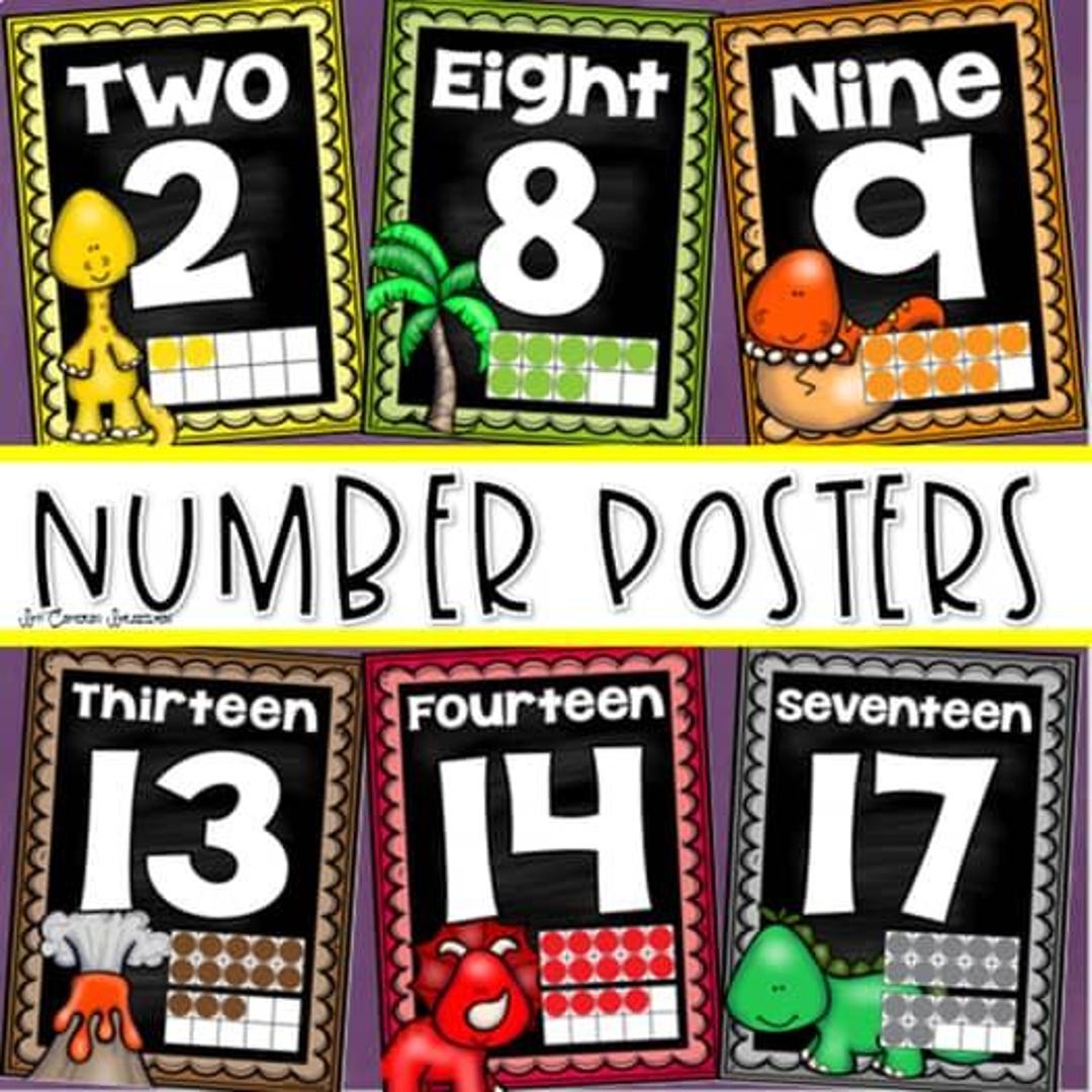Number Posters Signs 0-20 Ten Frames Dinosaur Theme INSTANT DOWNLOAD - Etsy