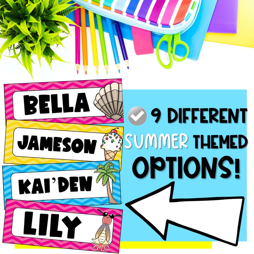 Summer School Name Tags or Desk Plates EDITABLE INSTANT DOWNLOAD - Etsy