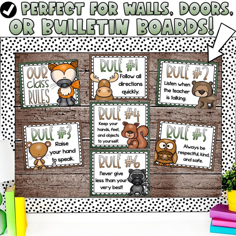 Classroom Rules Posters EDITABLE Back to School Woodland Animals Theme ...