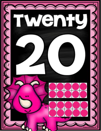 Number Posters Signs 0-20 Ten Frames Dinosaur Theme INSTANT DOWNLOAD - Etsy