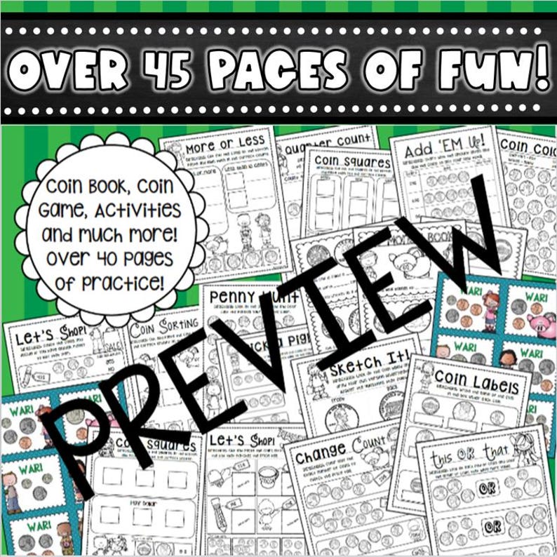 Money Worksheets Coin Identification and Values Activities - Etsy