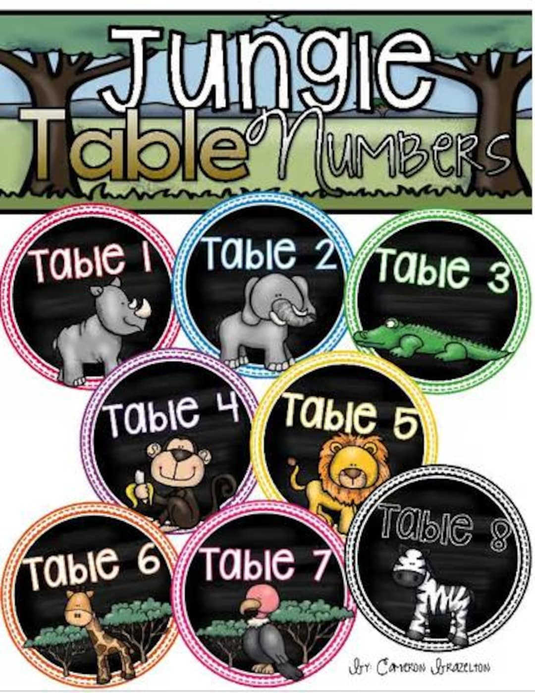 Table Numbers Signs Jungle Safari Theme Editable - Etsy