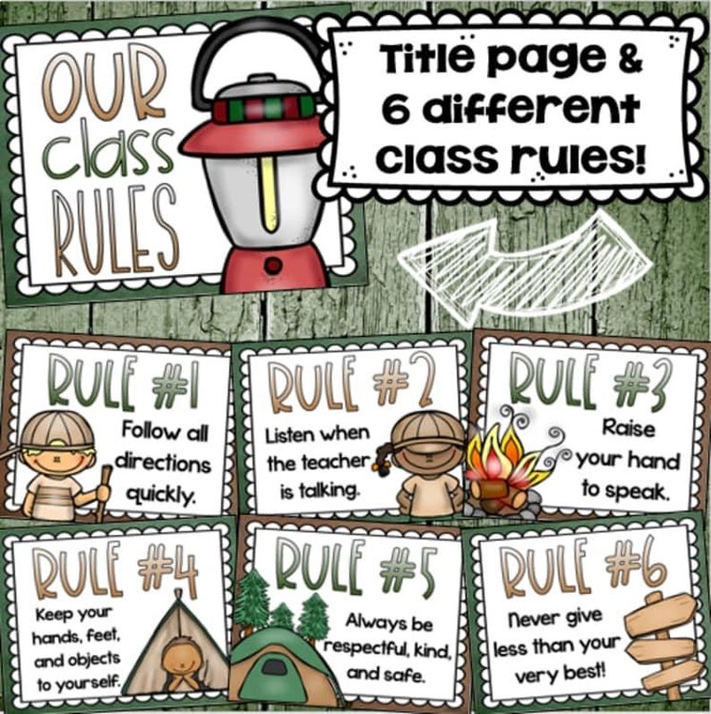 Classroom Rules Posters EDITABLE Back to School Camping Camp Out Theme ...