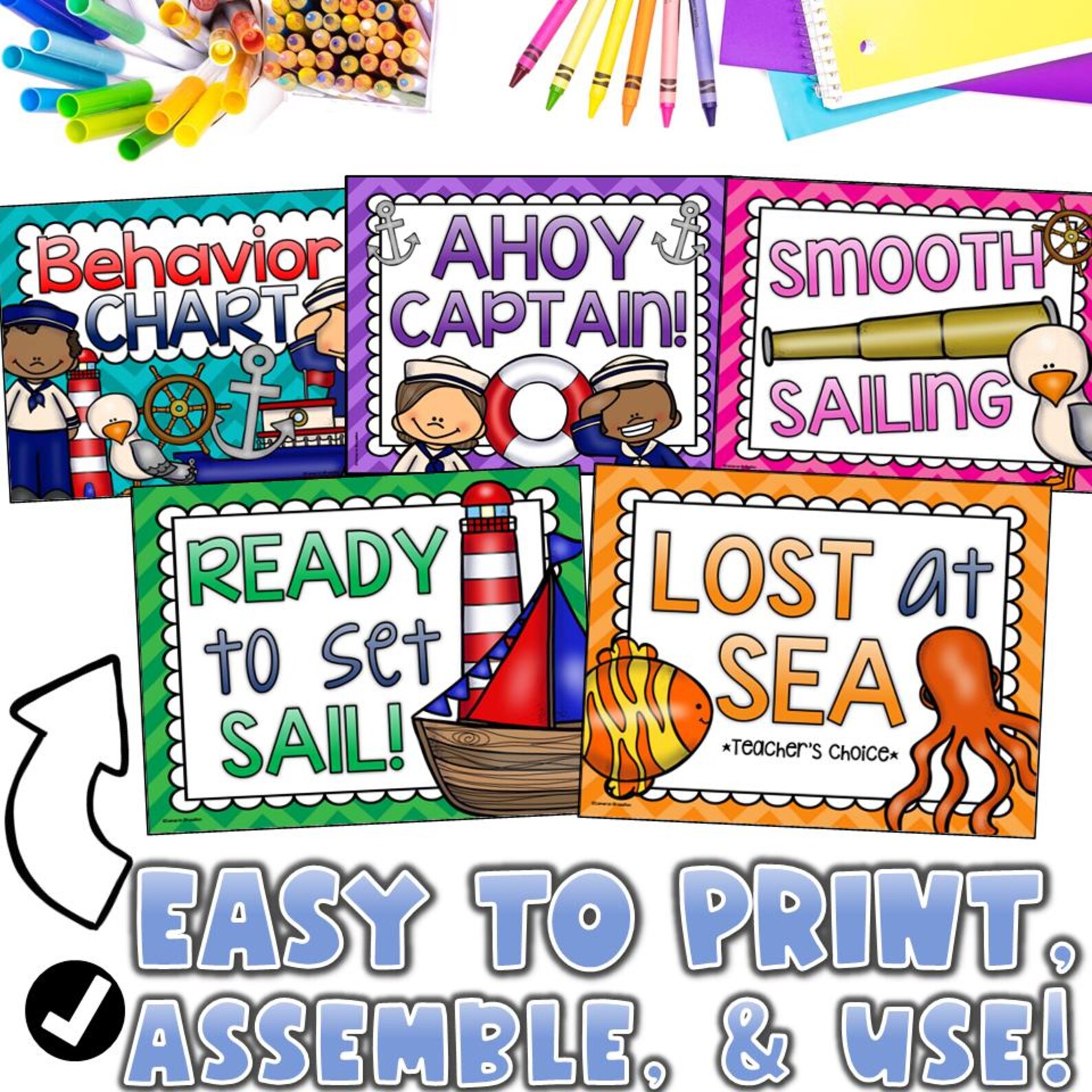 Behavior Clip Chart Nautical Sailing Theme for Classroom Management ...