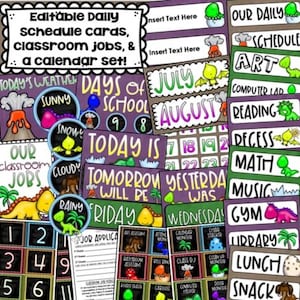 Dinosaur Dino Class Decor Bundle (posters, Binder Covers, Schedule ...