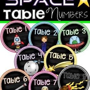 Table Numbers Signs Outer Space Theme INSTANT DOWNLOAD - Etsy