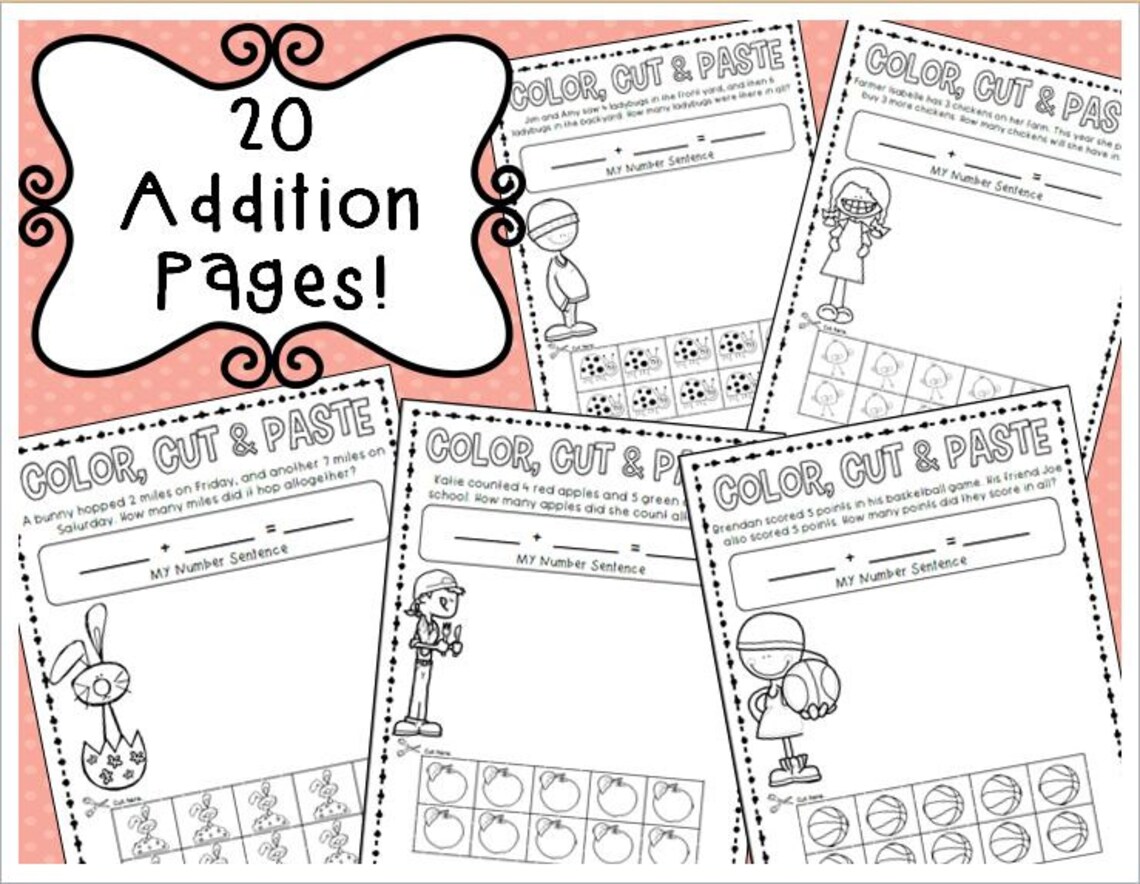 Math Word Problems Color Cut Paste Spring (common Core Aligned) - Etsy
