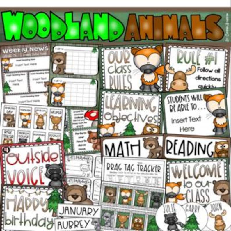 Woodland Animals Classroom Decorations and Management Mega Bundle ...