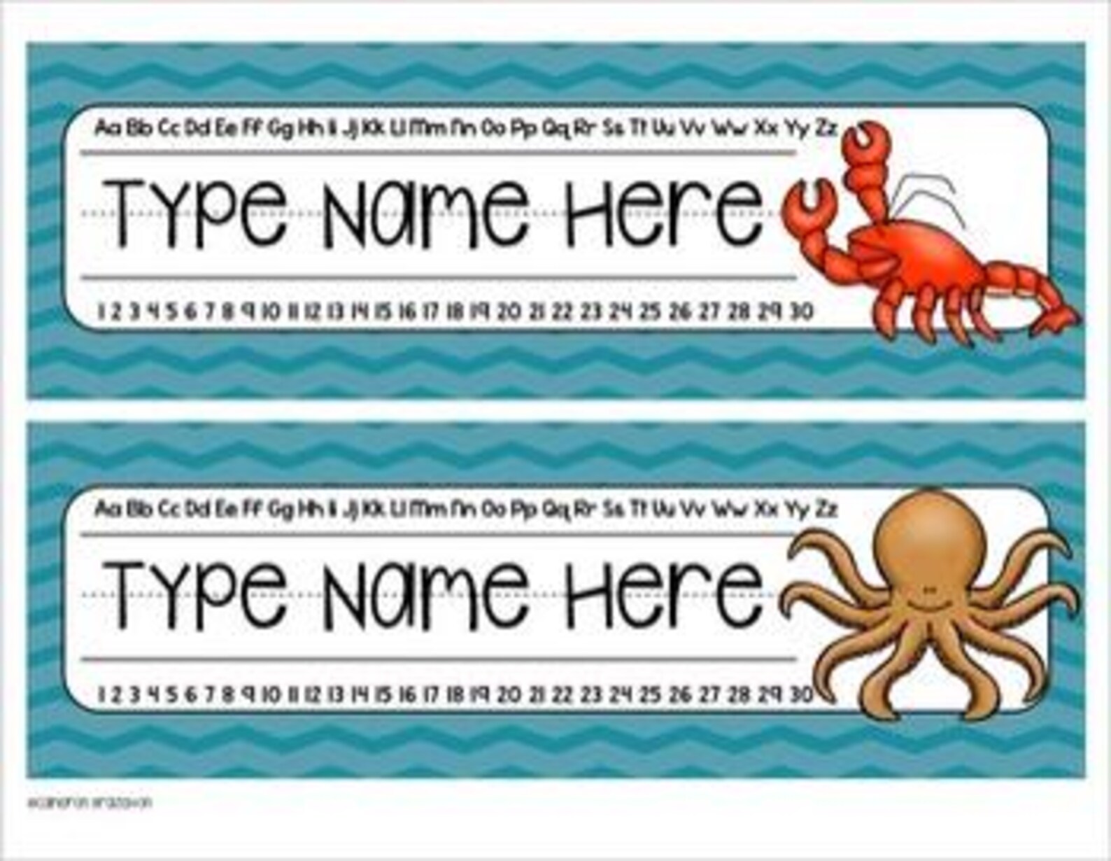 Name Tags Plates Desk Labels Ocean Underwater Theme Editable INSTANT ...