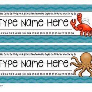 Name Tags Plates Desk Labels Ocean Underwater Theme Editable INSTANT ...