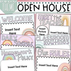Back to School Open House Meet the Teacher Boho Modern Muted Rainbow ...
