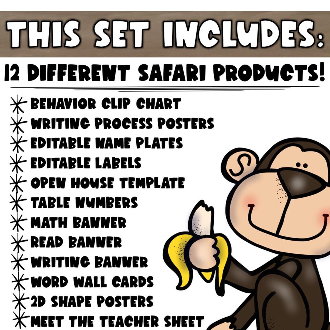 Jungle Safari Theme Classroom Decor Bundle (behavior Chart, Name Plates ...