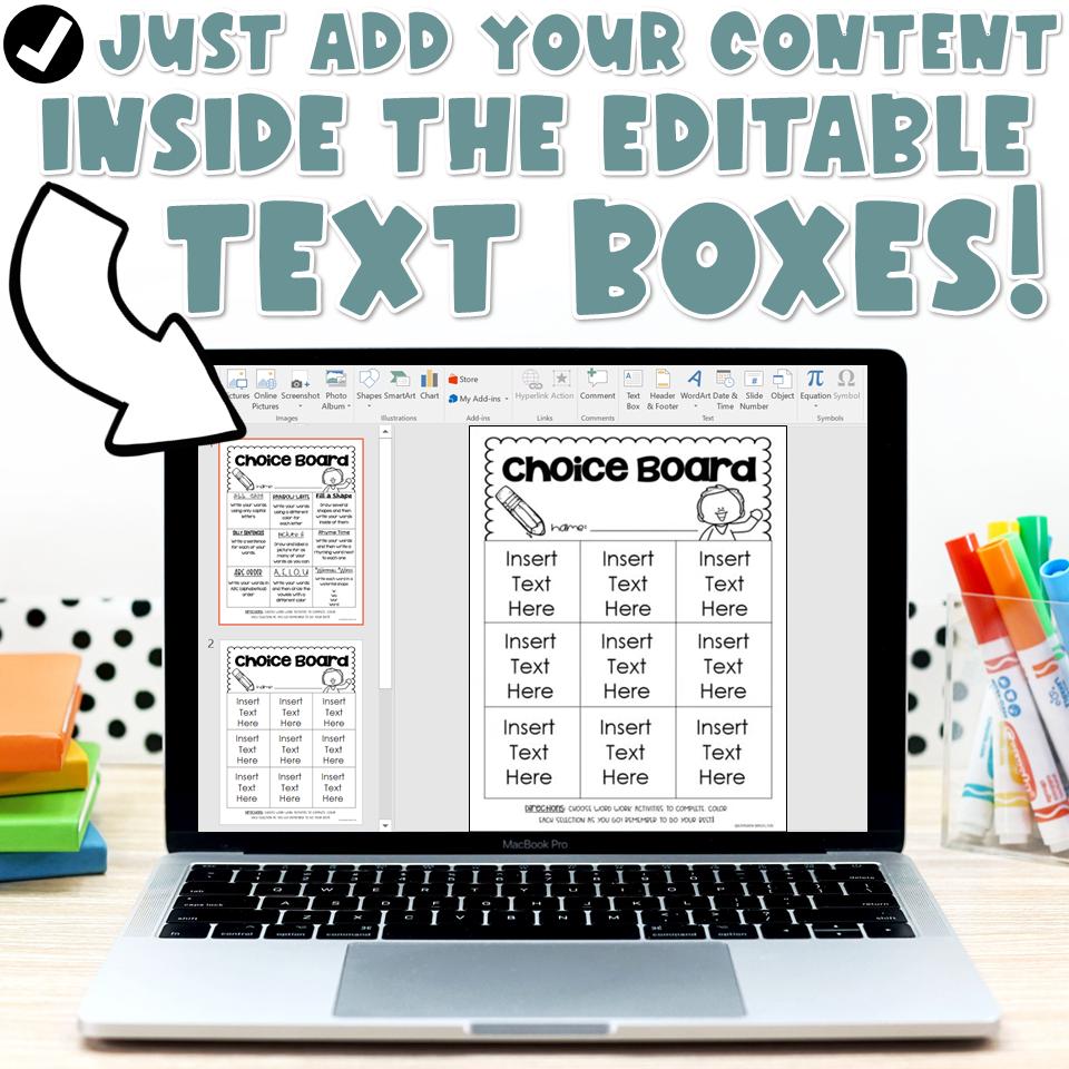 Word Work Spelling Sight Words Choice Board Activities Menu Tic Tac Toe ...