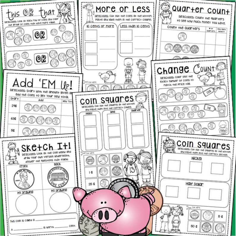 Money Worksheets Coin Identification and Values Activities - Etsy