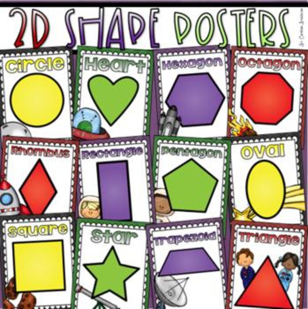 2D Shapes Poster Signs Outer Space Theme INSTANT DOWNLOAD - Etsy
