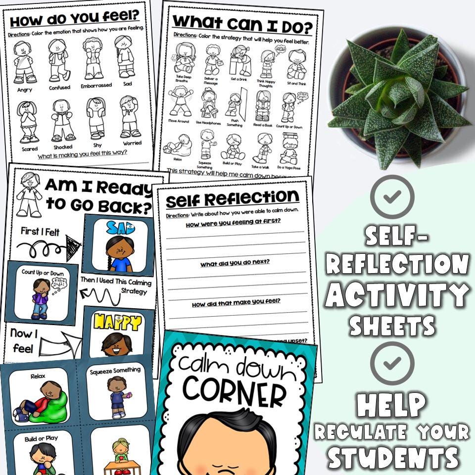 Calm Down Corner Visual Cards | Coping Strategies & Self-reflection ...