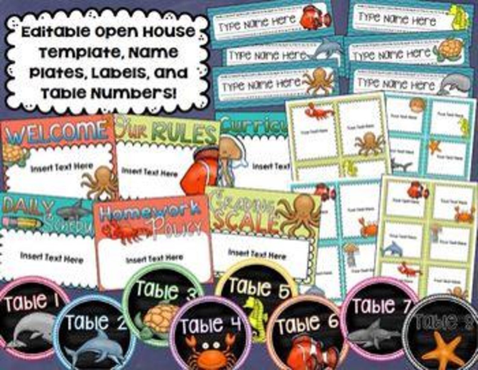 Ocean Underwater Theme Classroom Decor Bundle (behavior Chart, Name ...