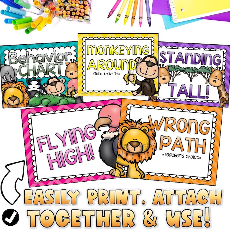 Behavior Clip Chart Jungle Safari Theme INSTANT DOWNLOAD - Etsy
