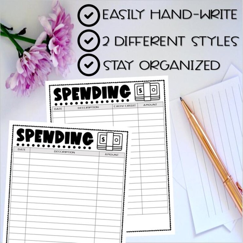 Editable Spending Tracker: Finance Expense Log (powerpoint Printables ...