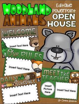 Back to School Open House Meet the Teacher Woodland Animals Powerpoint ...