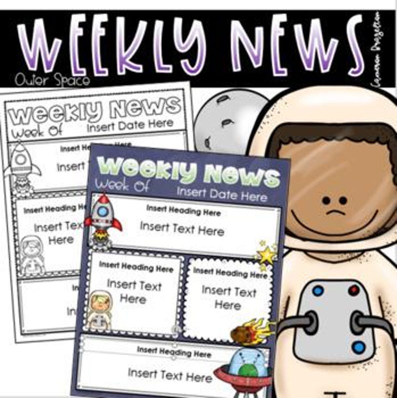 Weekly Newsletter Editable Template Outer Space Theme INSTANT DOWNLOAD ...